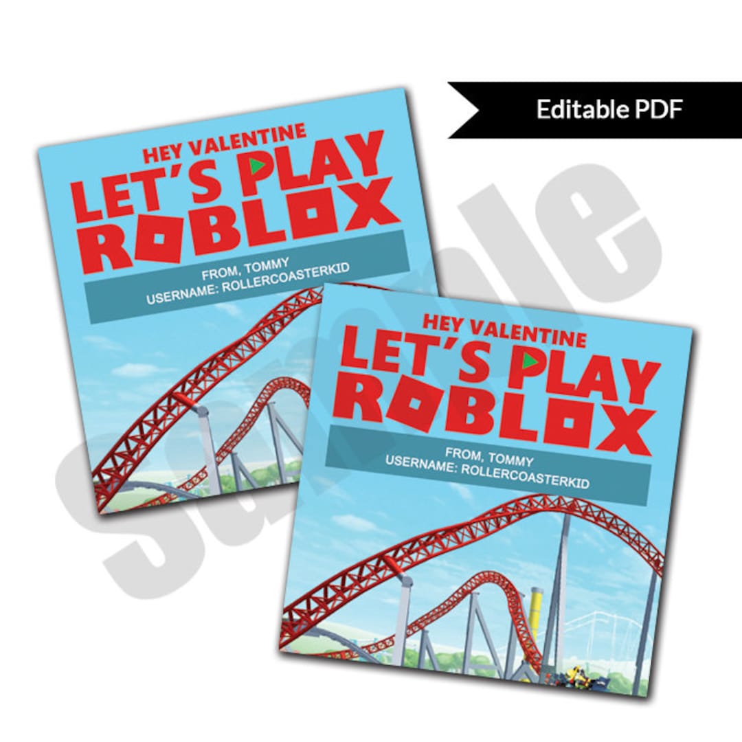 Roblox-inspired Valentine Editable PDF Printable Card Tag for Classroom ...