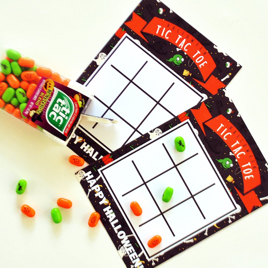 Halloween Tic Tac Toe Game Card Printable Party Favor for Classrooms ...