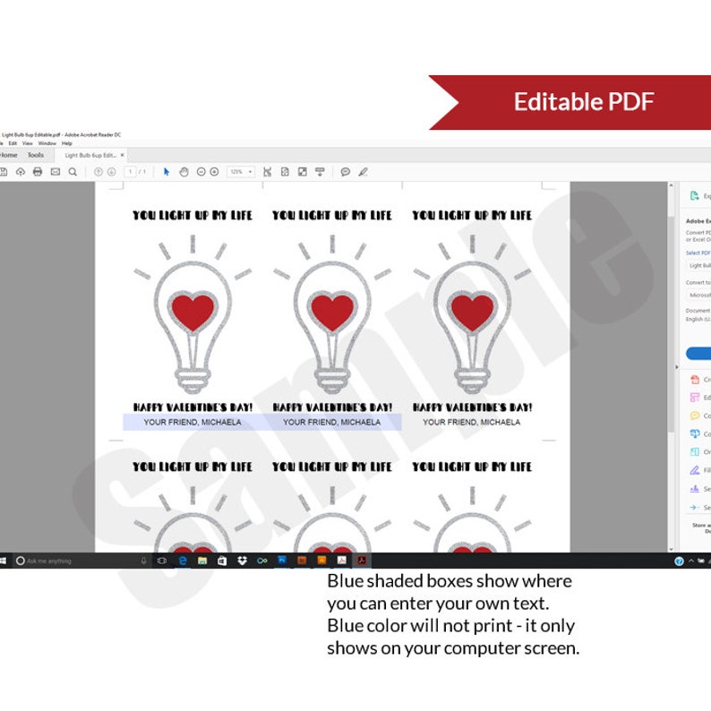 You Light Up My Life Light Bulb Valentine for Glow Stick Party | Etsy
