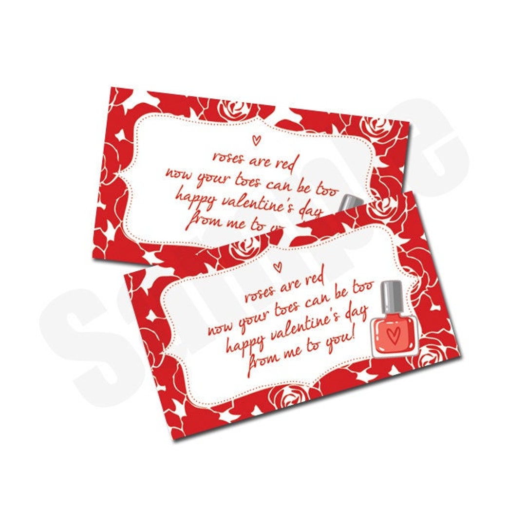 Printable Nail Polish Valentine Enclosure Card Gift Tag - Etsy