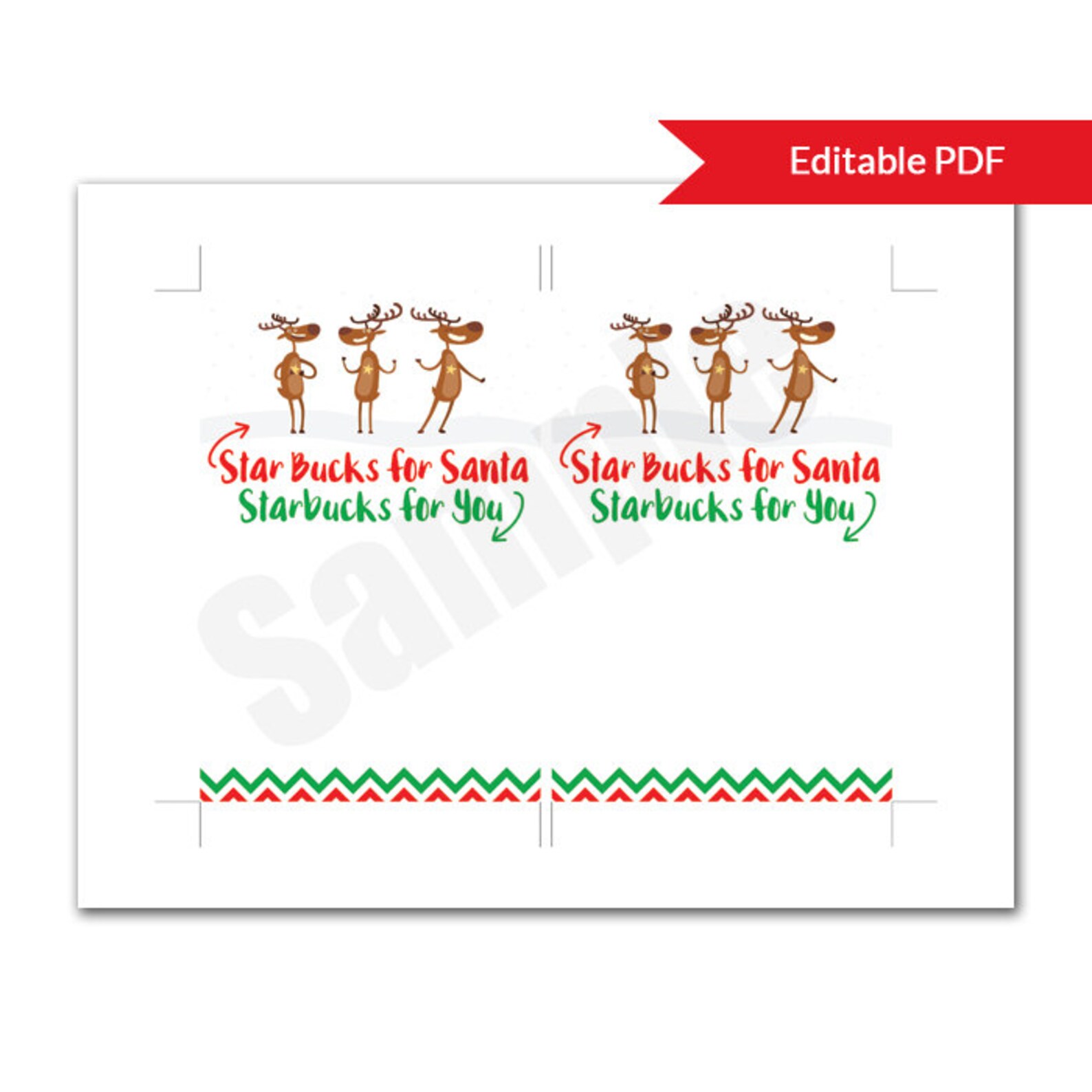 Santa's Reindeer Starbucks Gift Card Funny Christmas Tag - Etsy