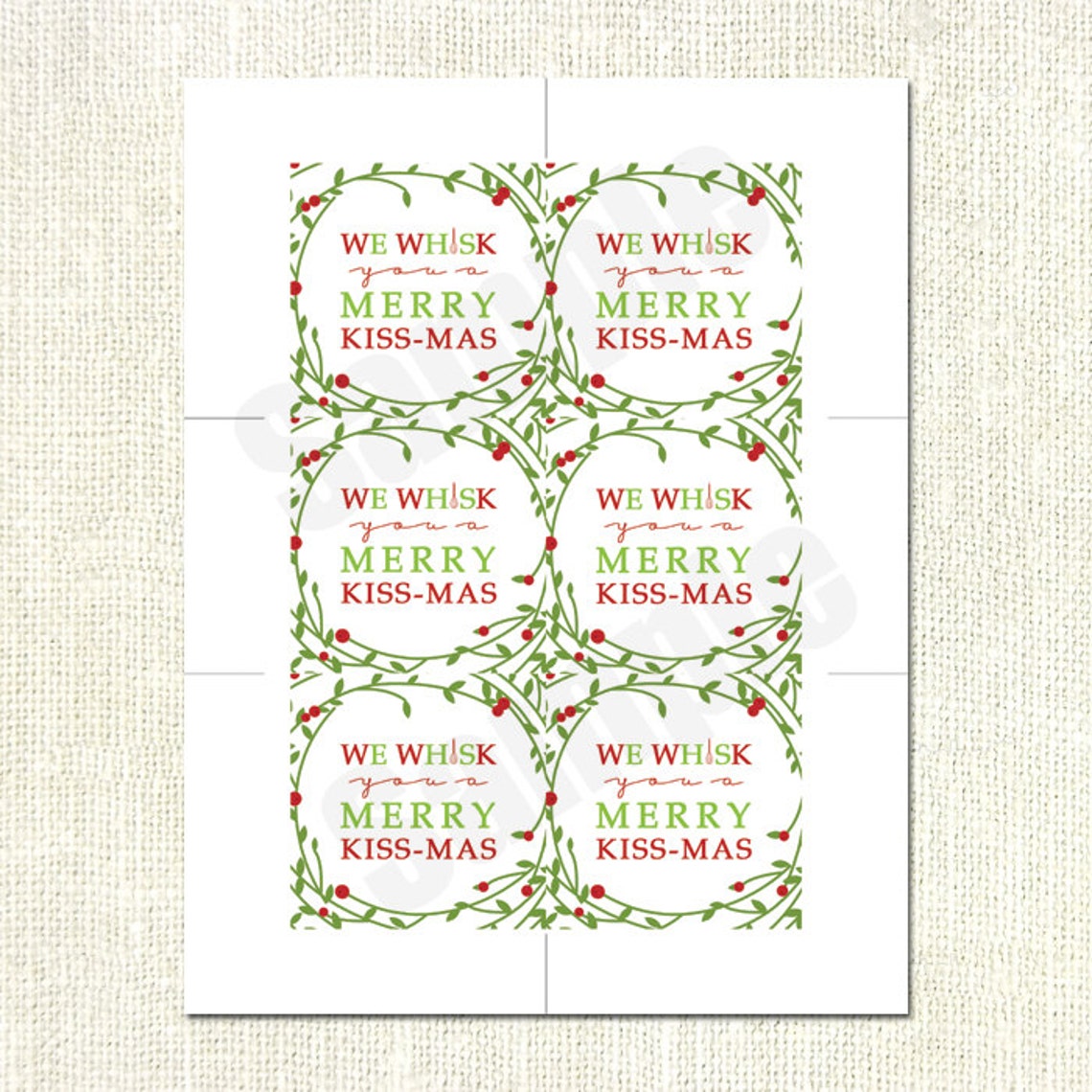 We Whisk You a Merry Kissmas Christmas Gift Favor Tag Printable - Etsy