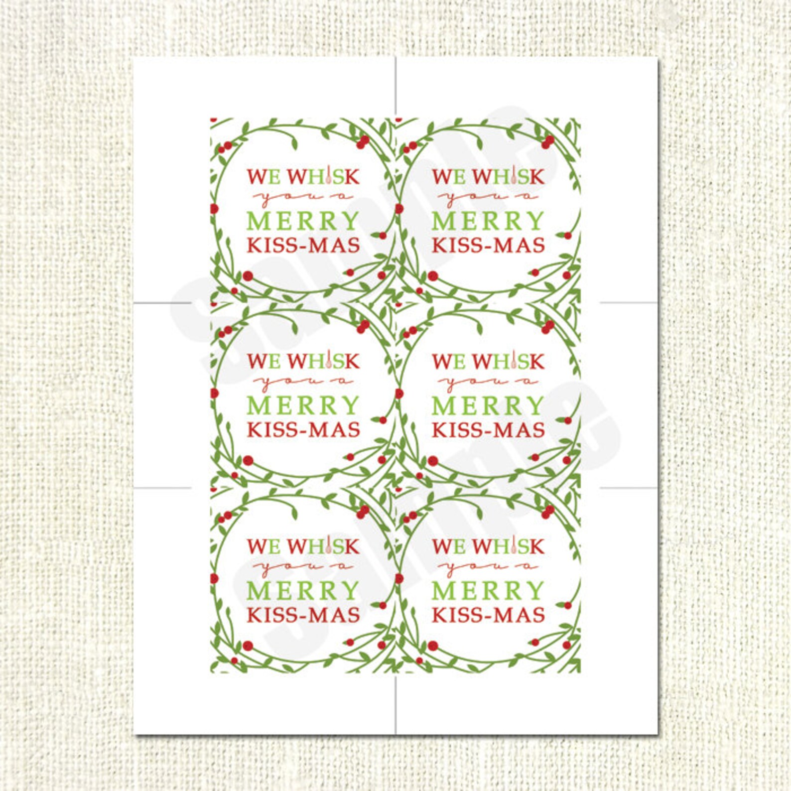 We Whisk You a Merry Kissmas Christmas Gift Favor Tag Printable - Etsy