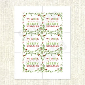 We Whisk You a Merry Kissmas Christmas Gift Favor Tag Printable - Etsy
