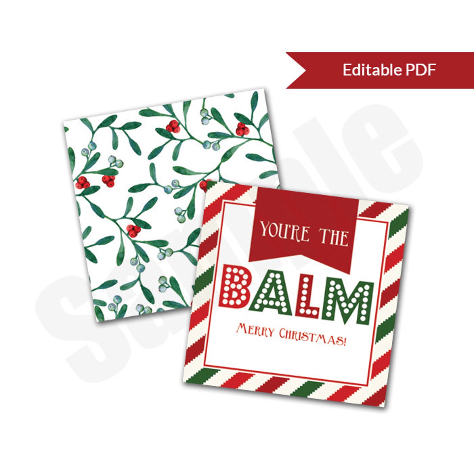 You're the Balm Lip Balm Christmas Favor Gift Tag Editable PDF ...
