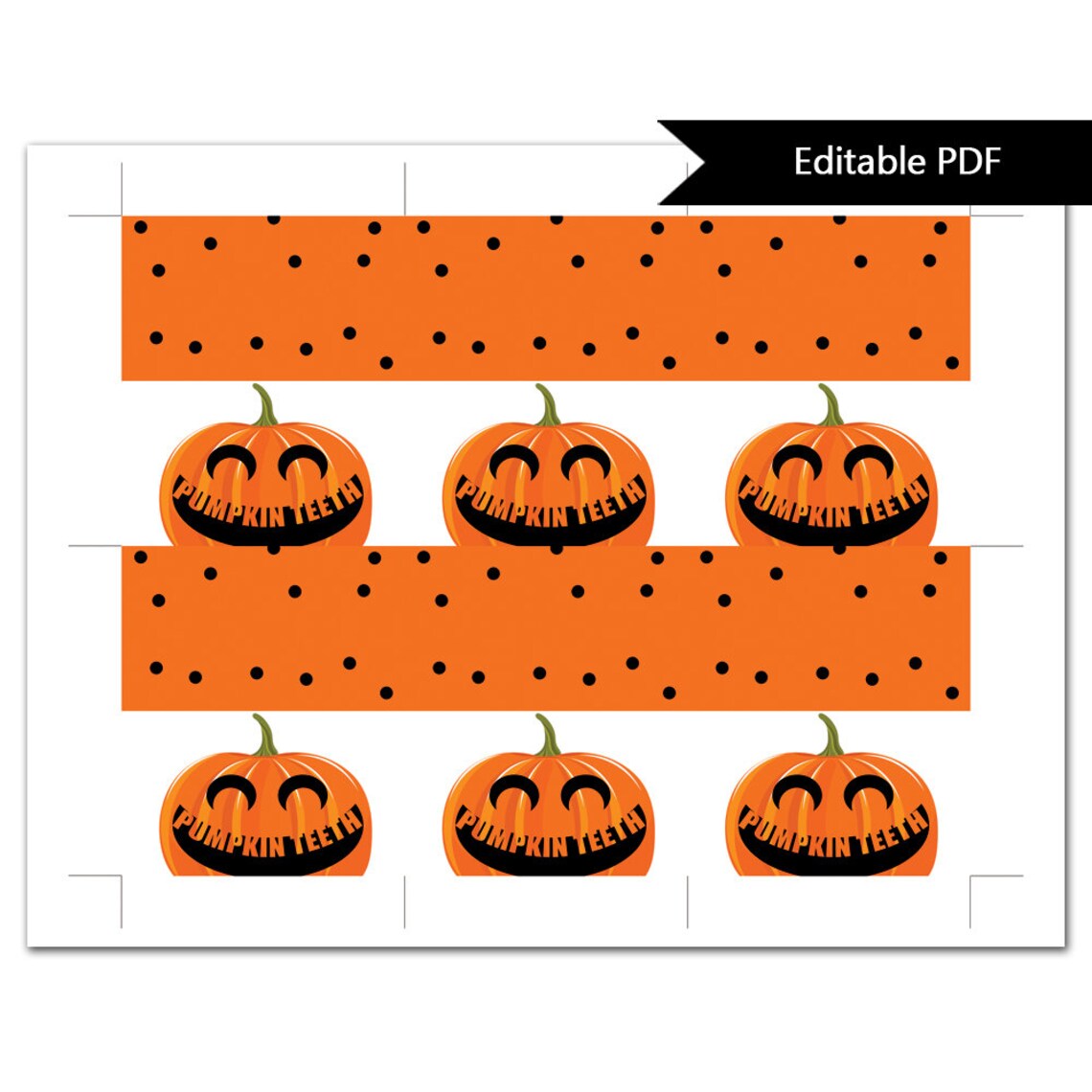 Pumpkin Teeth Candy Corn Halloween Favor Bag Topper Printable | Etsy