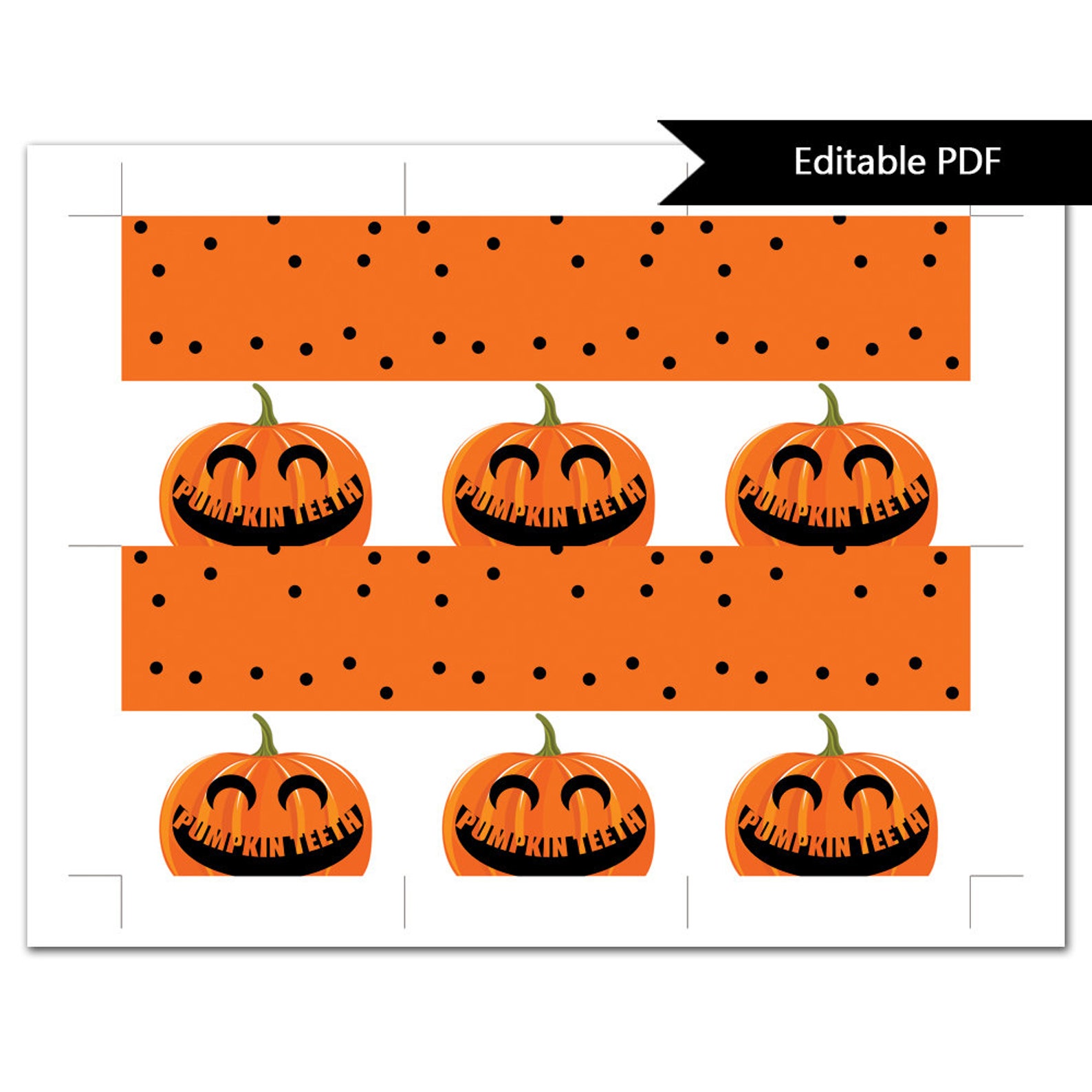 Pumpkin Teeth Candy Corn Halloween Favor Bag Topper Printable PDF - Etsy