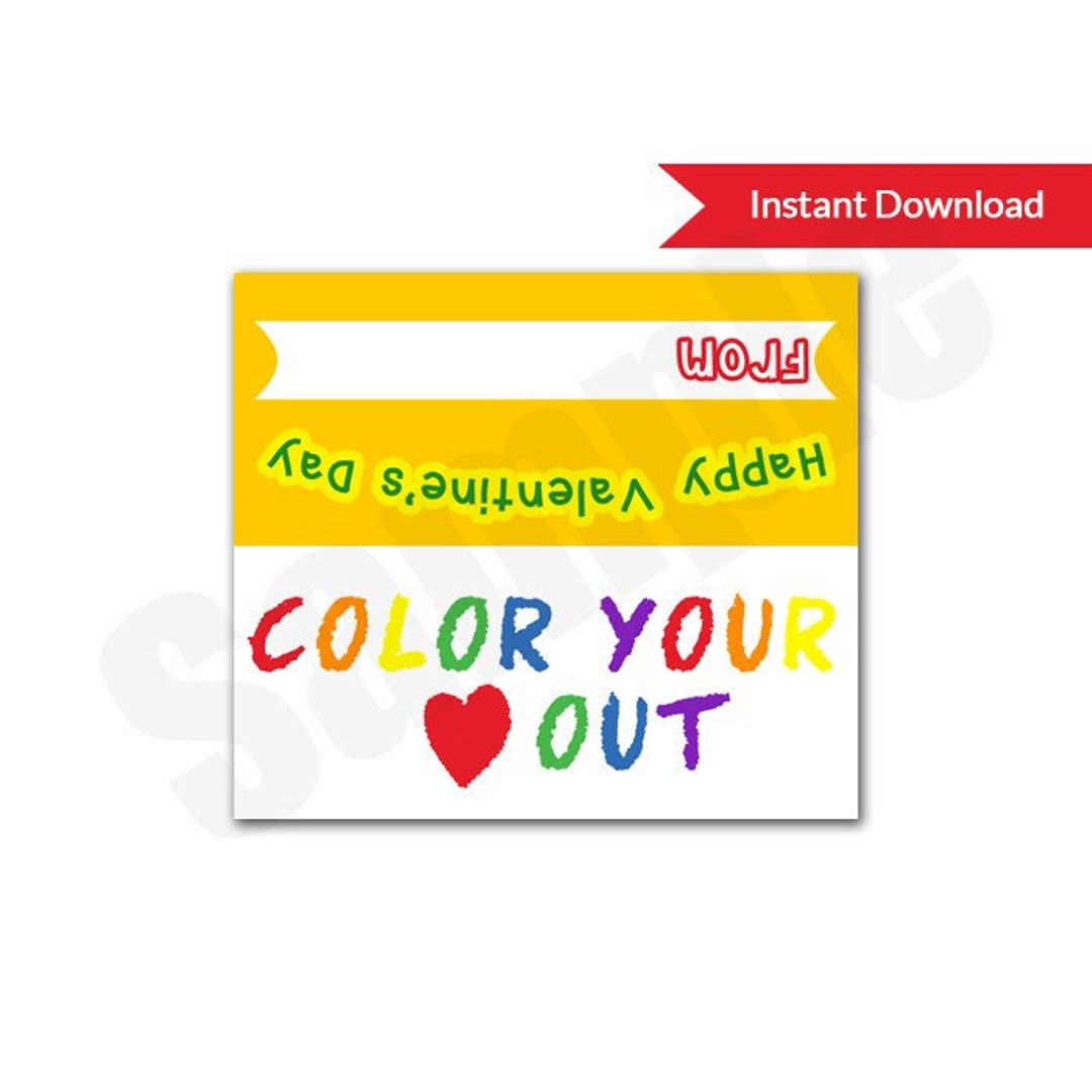 Color Your Heart Out Valentines Favor Treat Bag Topper for Crayons ...