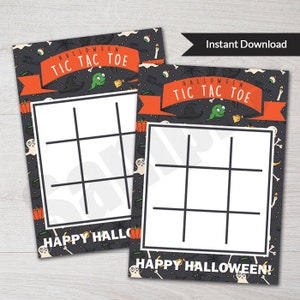 Halloween Tic Tac Toe Game Card Printable Party Favor for Classrooms ...