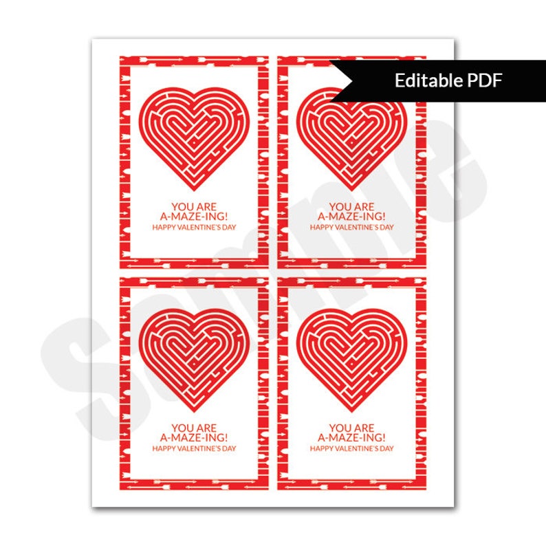 You Are A-MAZE-ING Valentine Editable PDF Printable for Classroom ...
