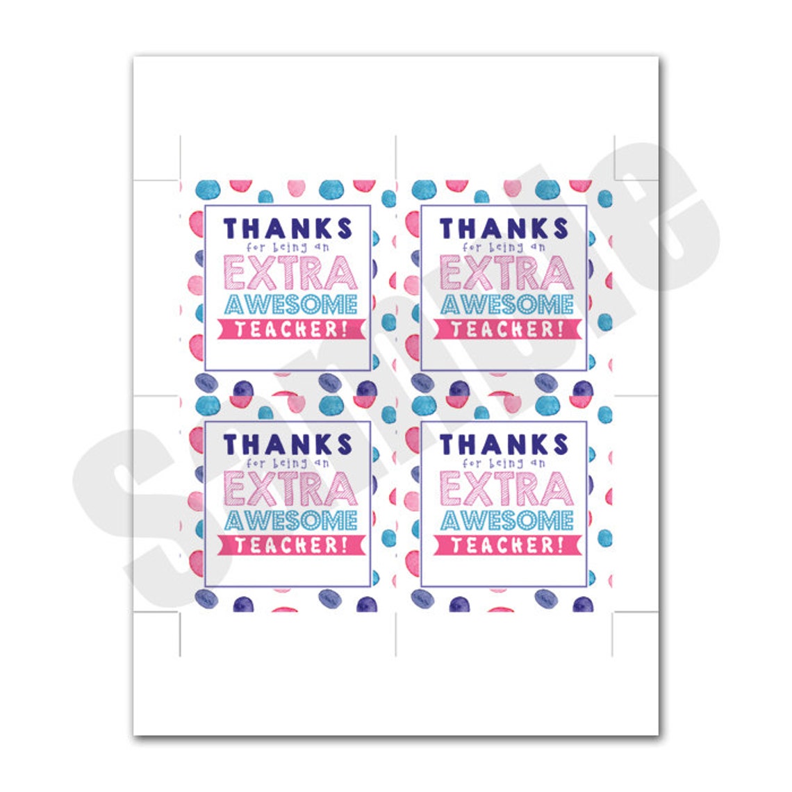 EXTRA Gum Teacher Appreciation Card or Tag Editable PDF - Etsy
