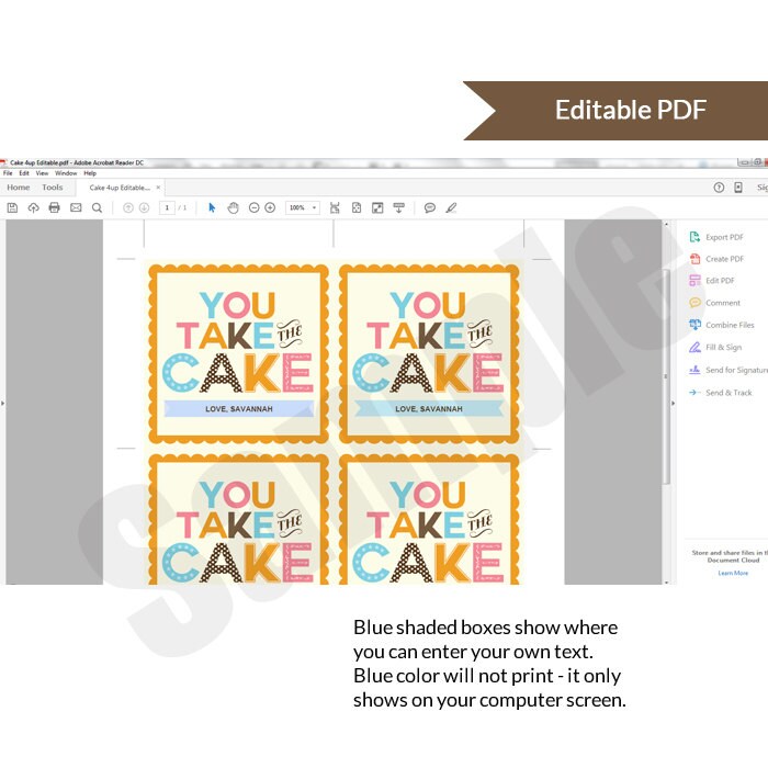 You Take the Cake Teacher Appreciation Card or Birthday Party | Etsy