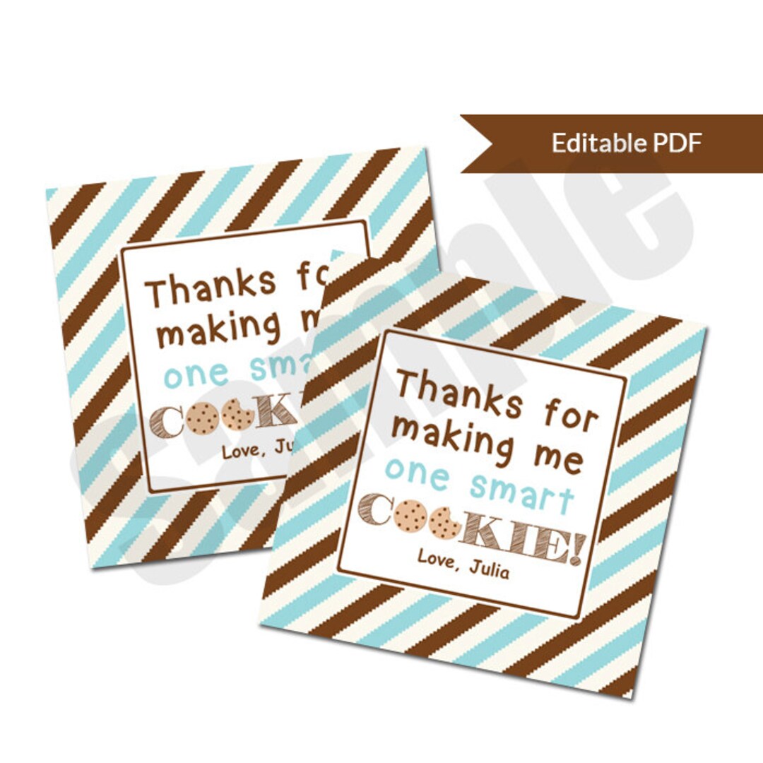 One Smart Cookie Teacher Appreciation Favor Tag Sticker Printable ...