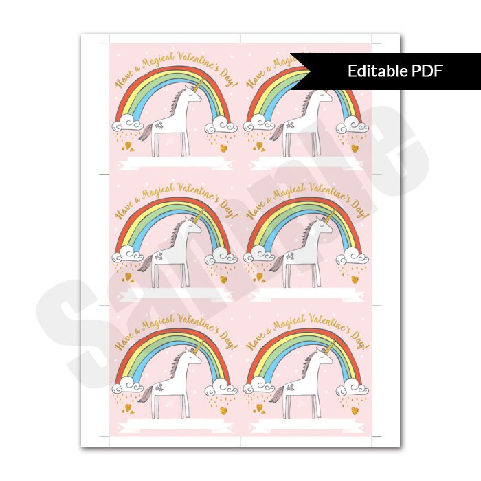 Rainbow Unicorn Magical Valentines Day Cards Instant Download | Etsy