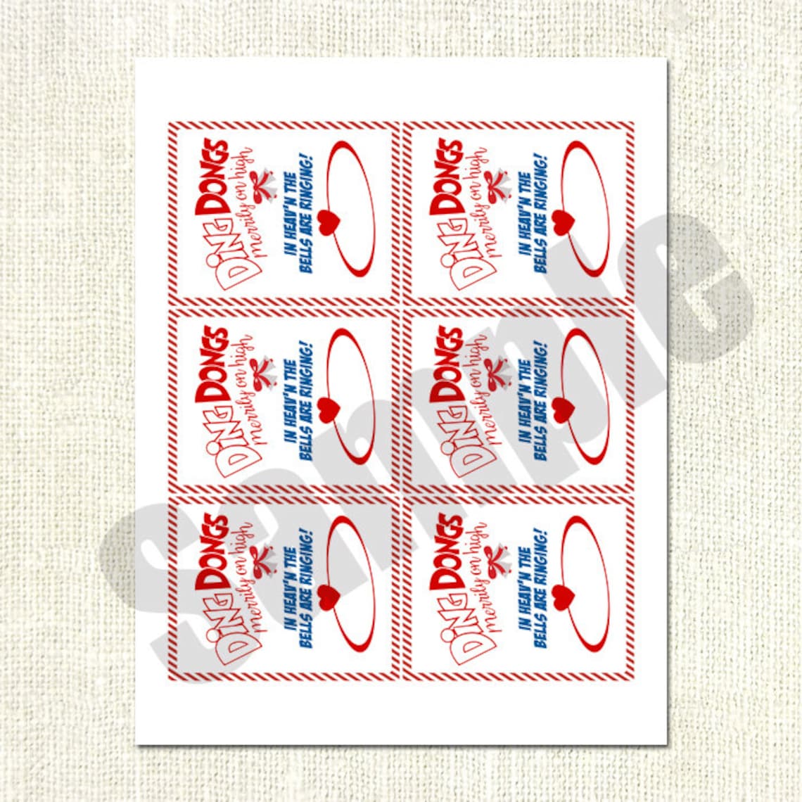 Ding Dongs Christmas Favor Tag Printable Fun Classroom Small - Etsy