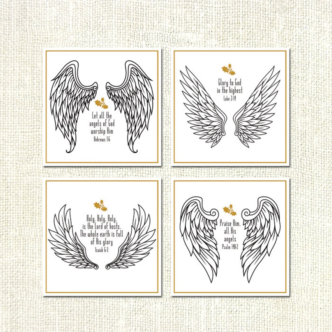 Angel Wings With Scripture Verses Christmas Gift Tags Enclosure Cards ...