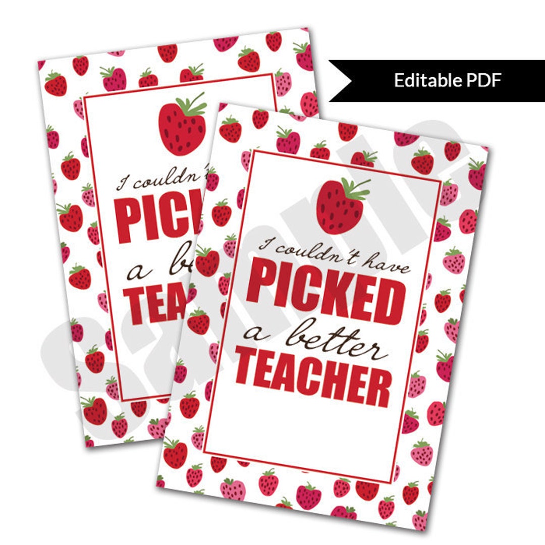 Strawberries Teacher Appreciation Tag Editable PDF Printable - Etsy