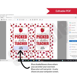 Strawberries Teacher Appreciation Tag Editable PDF Printable - Etsy