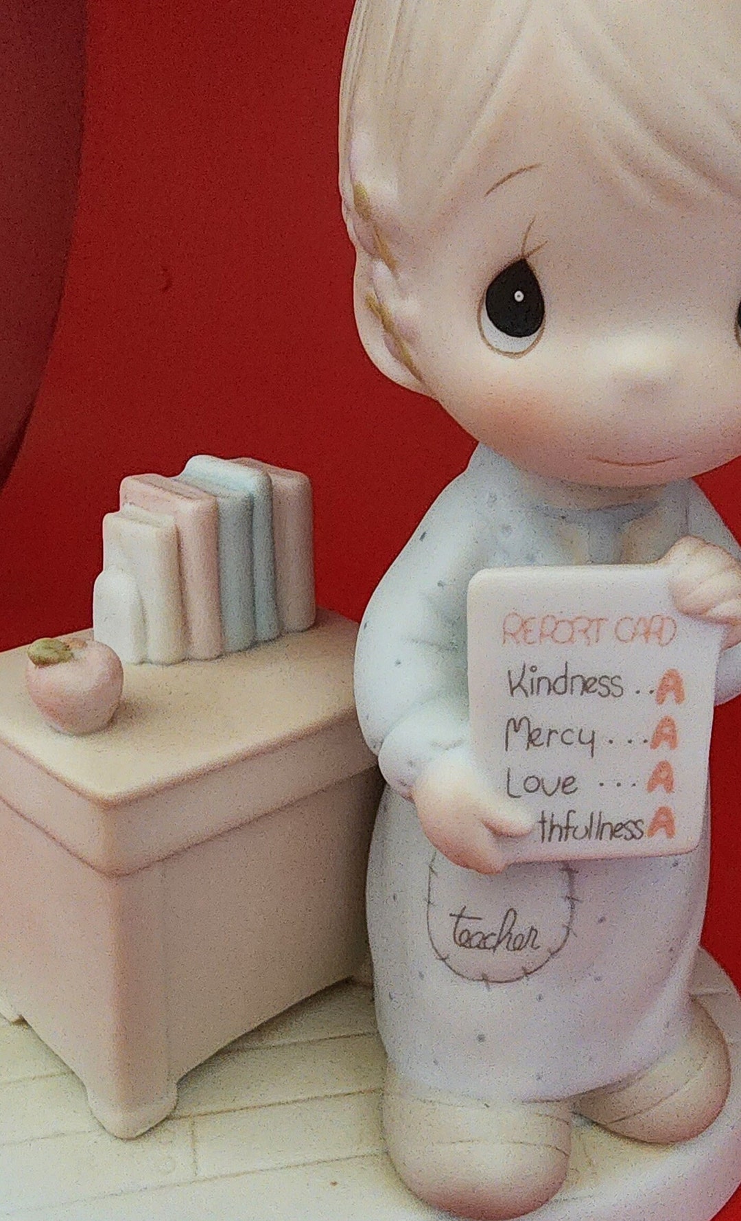 Teacher Precious Moments Figurine With Report Card Showing Kindness ...