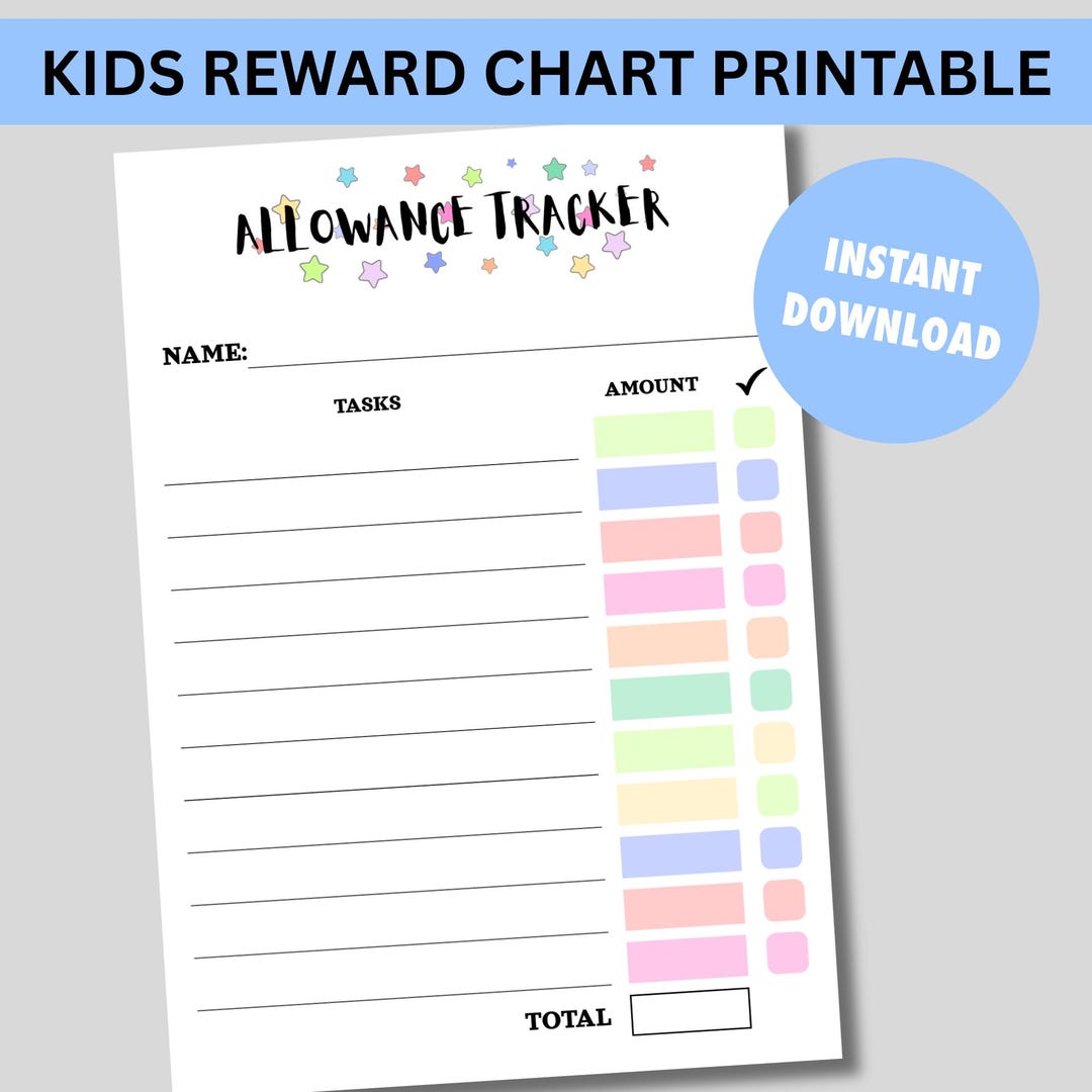 Kids Allowance Tracker Printable – A4/US Letter (digital Download) - Etsy