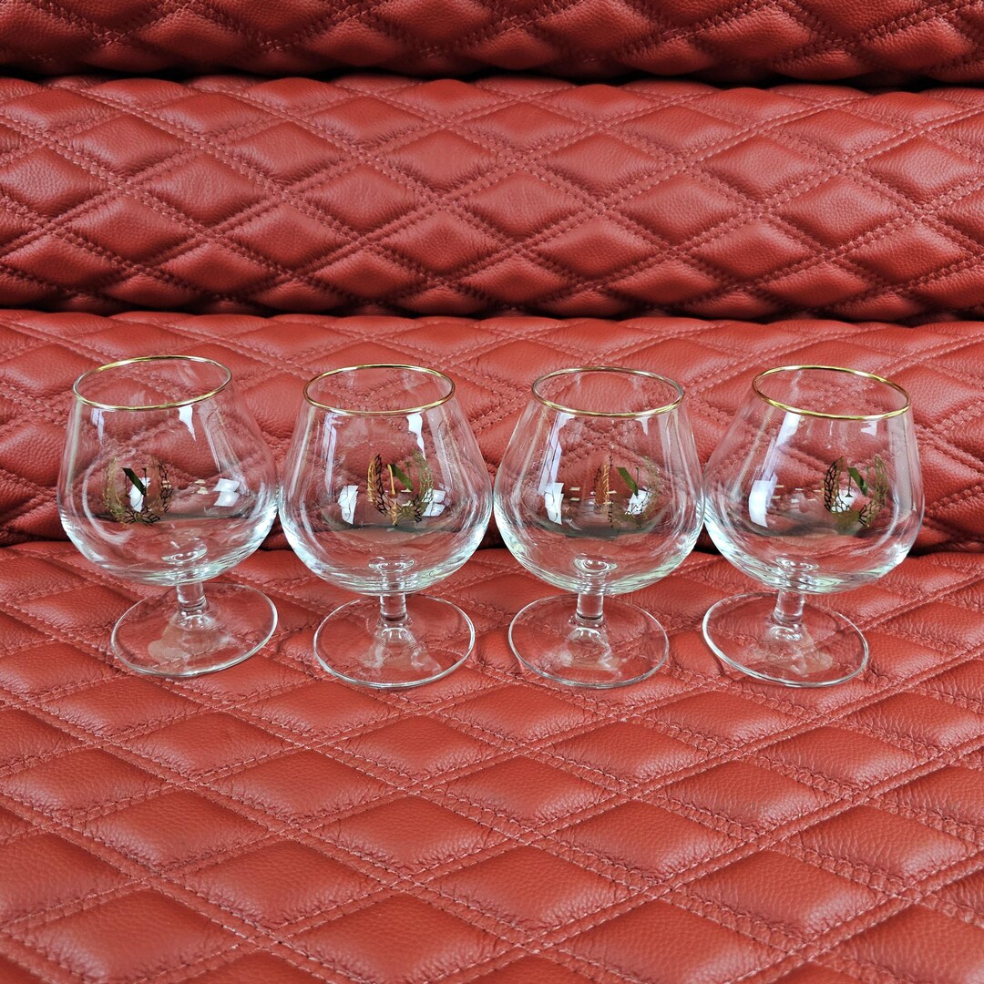 Set of 4 Vintage Napoleon Cognac Glasses – Gold Rim Snifter Barware - Etsy