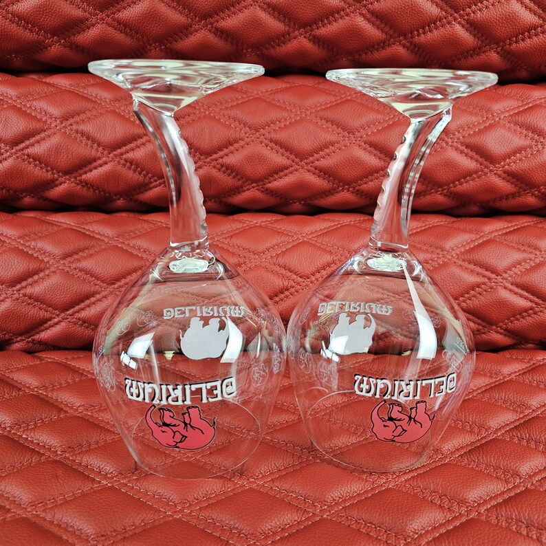 Set of 2 Delirium Tremens Beer Glass – Unique Belgian Brewery Goblet ...