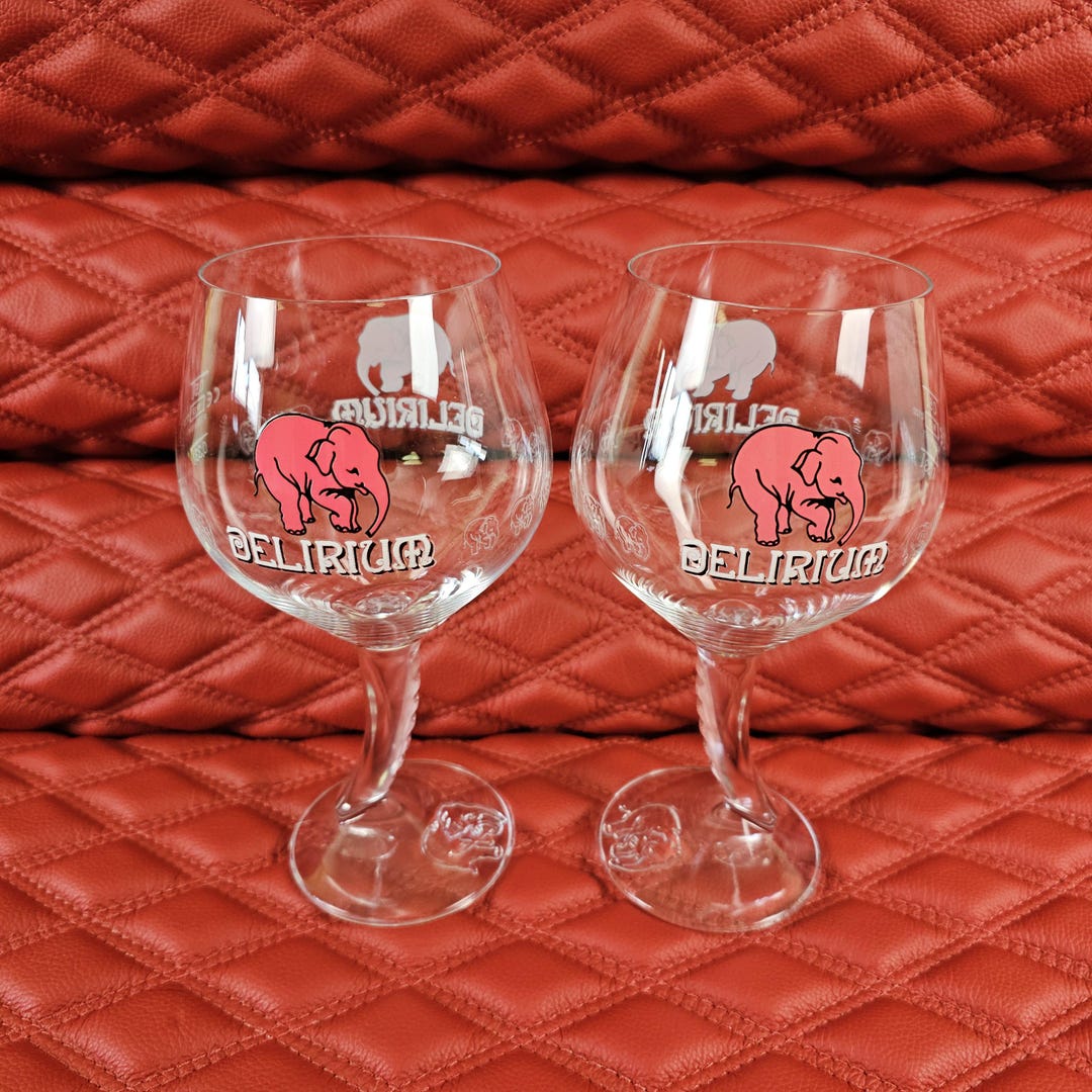 Set of 2 Delirium Tremens Beer Glass – Unique Belgian Brewery Goblet ...