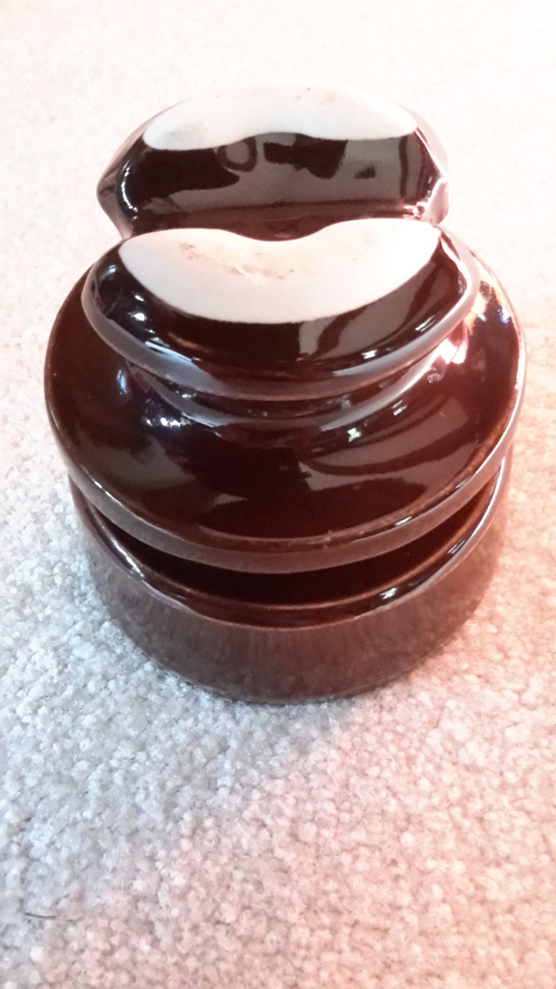 Brown Porcelain Utility Pole Insulator With White Ceramic Top Steampunk ...