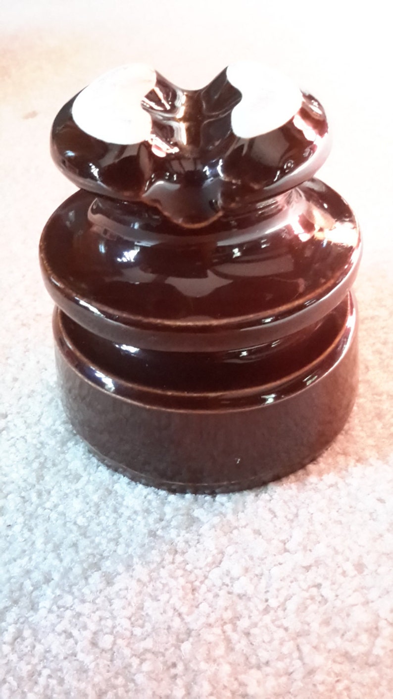 Brown Porcelain Utility Pole Insulator With White Ceramic Top Steampunk ...