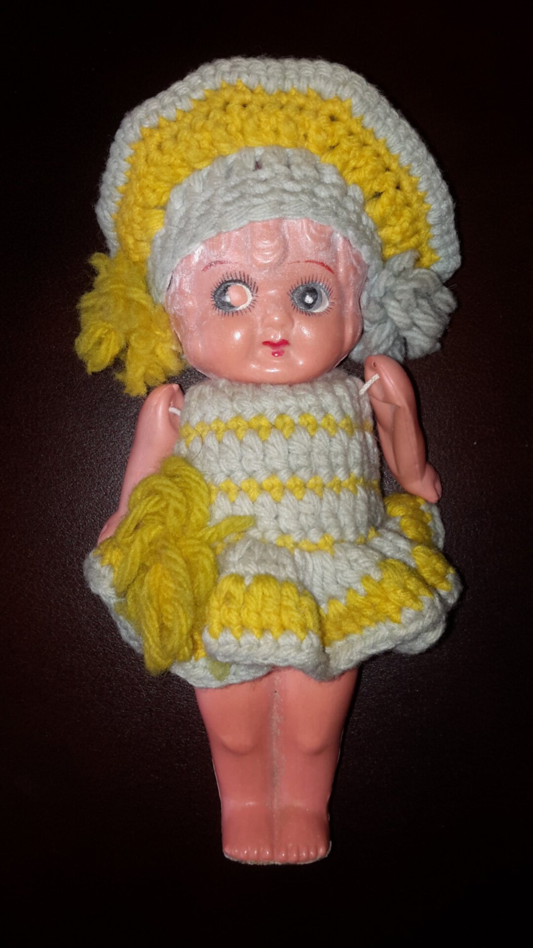 Vintage Soft Plastic Talcum Powder Shaker Doll Jointed Arms Fixed ...