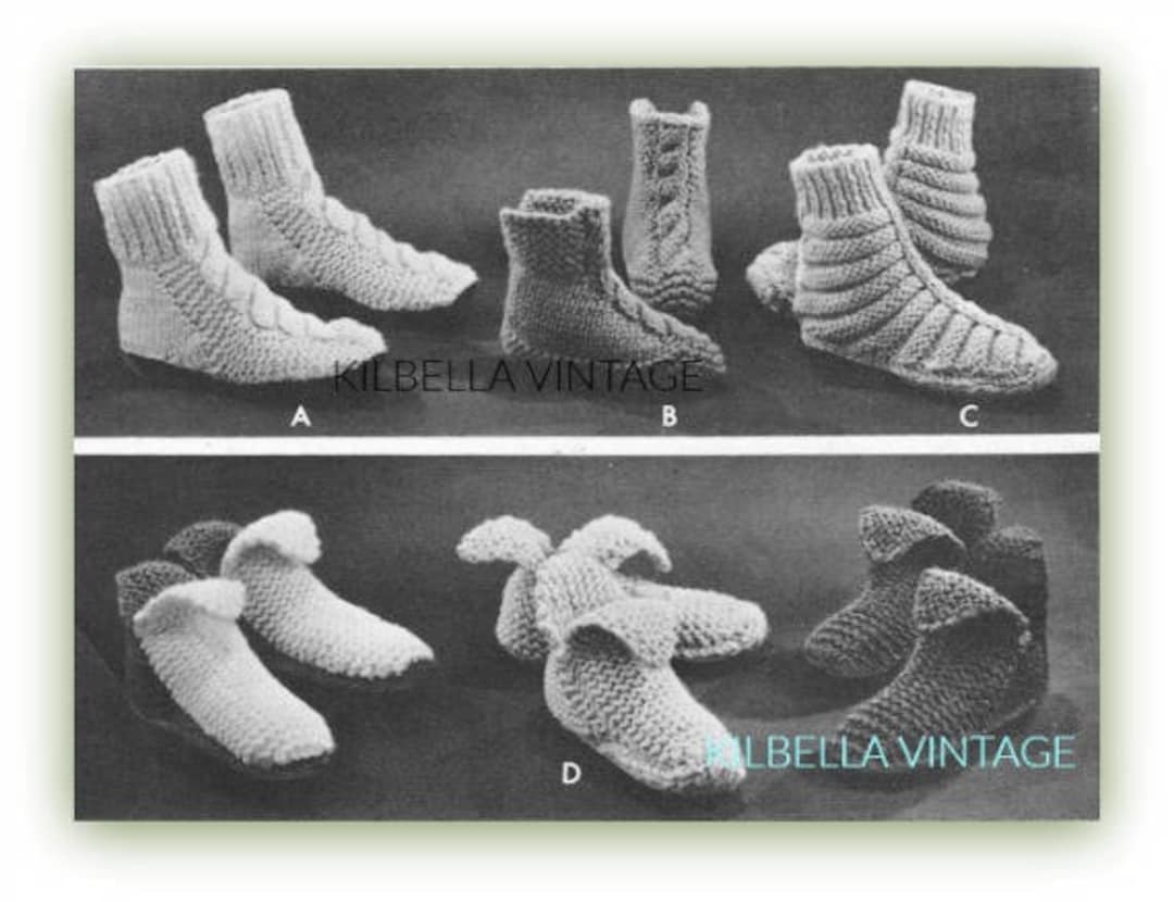 Slipper Knitting Pattern Children's Slippers Ladies TV - Etsy Hong Kong