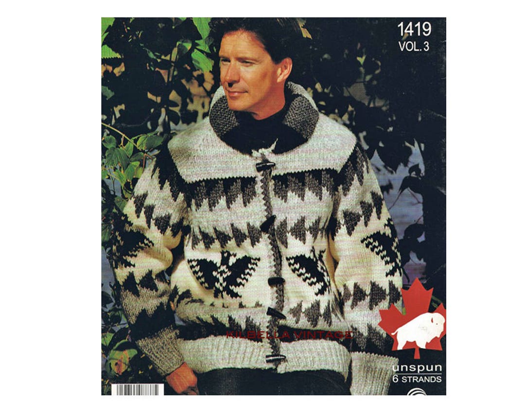Knitting Pattern Cowichan Standing Eagle Sweater Knitting men Women ...