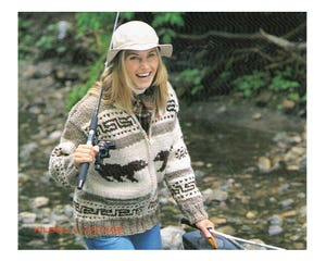 Chinook White Buffalo Wool Cowichan Sweater With Hood Knitting - Etsy ...