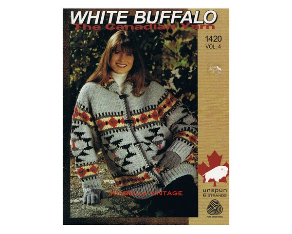 White Buffalo Pattern 16 Cowichan Salish Sweater Knit Cardigan Native ...