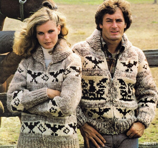 White Buffalo Pattern 16 Cowichan Salish Sweater Knit Cardigan Native ...