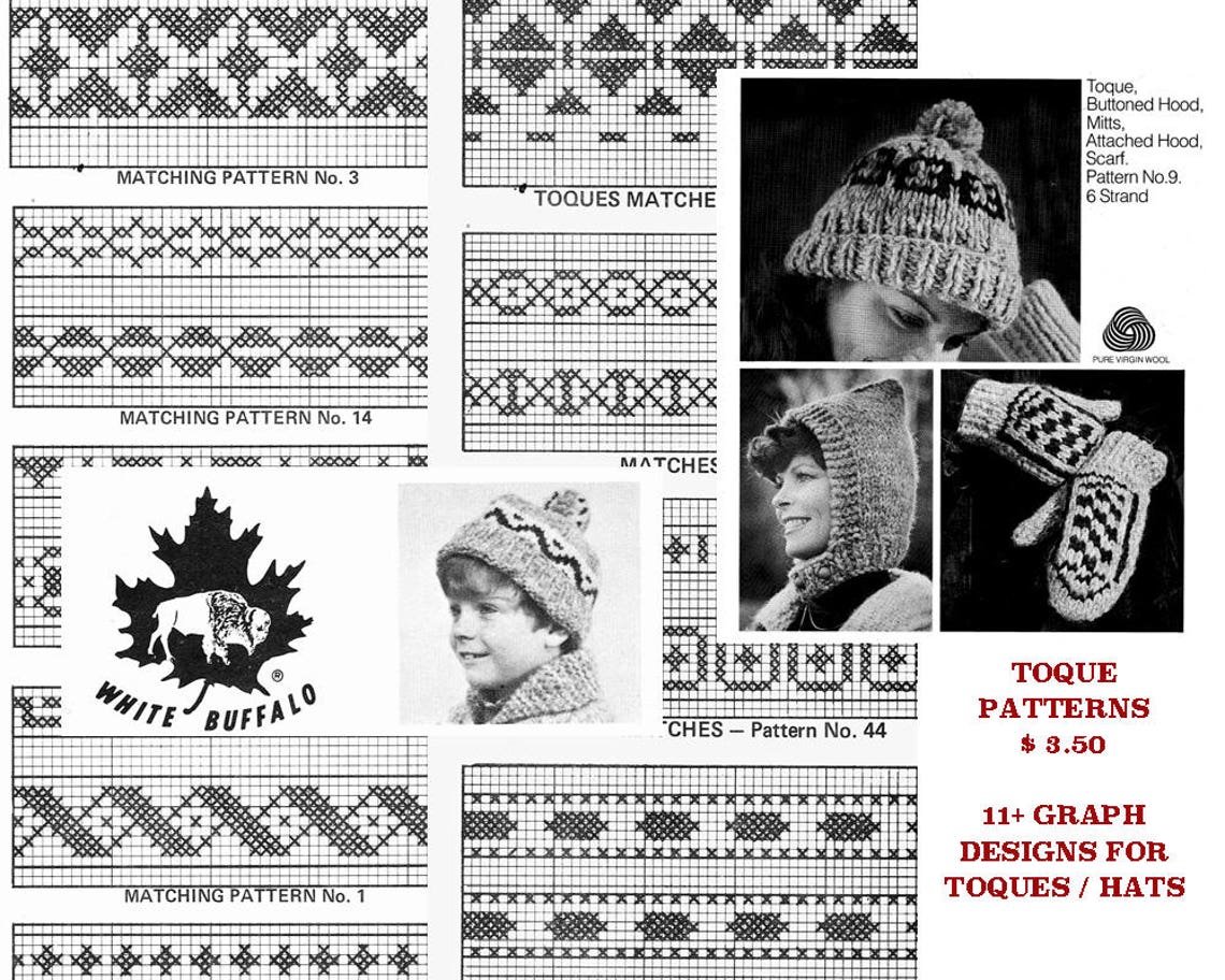 Cowichan White Buffalo Hat Knitting Patterns Men Women Two - Etsy Canada