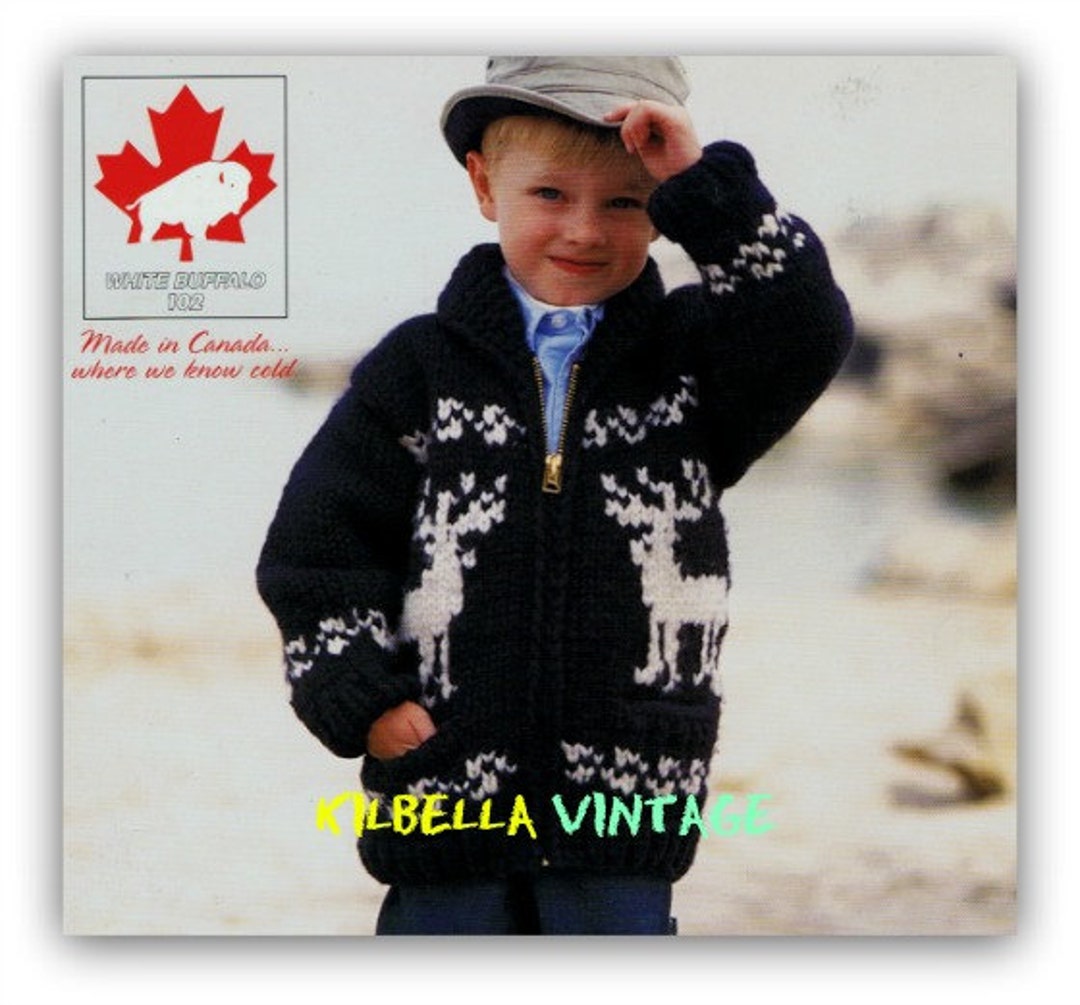 Cowichan Sweater Knitting Pattern White Buffalo Children's Cardigan ...