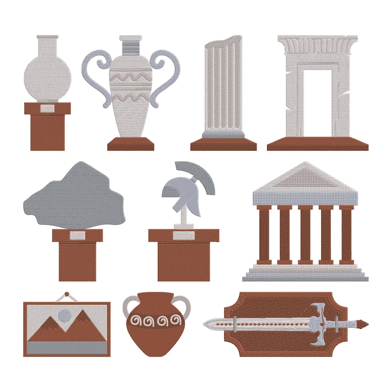 History Ancient Greek Embroidery Design, Statue Greece Machine ...