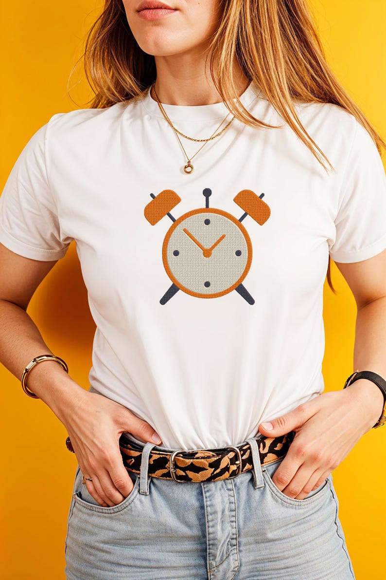 Clock Watch Embroidery Design, Time Theme Alarm Machine Embroidery File ...
