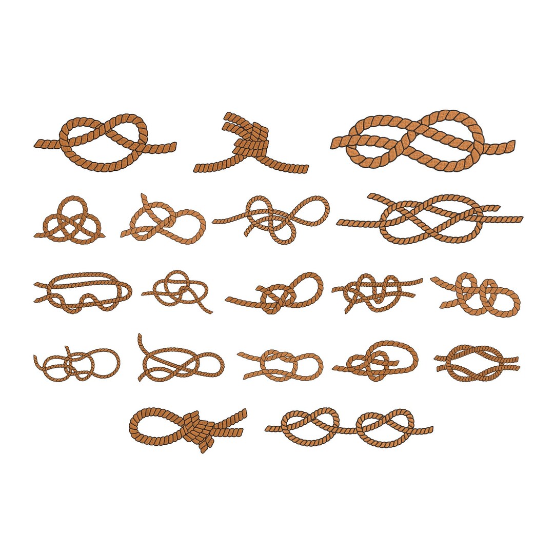 Nautical Rope Knot Embroidery Design Bundle, Marine Sailor Machine ...