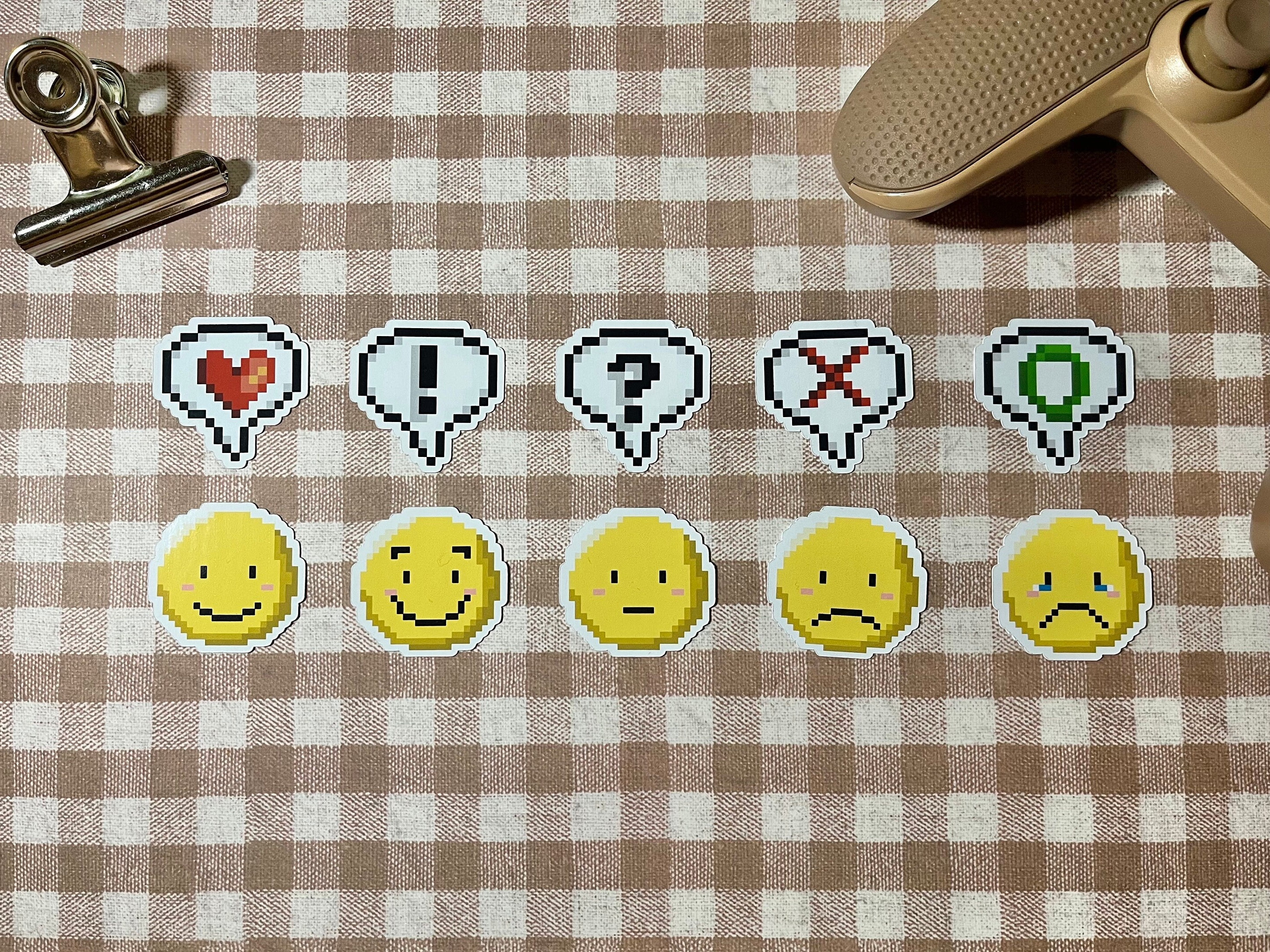 Pixel Emotes Sticker Set | English Study, Journal, Laptop, Ipad, Bottle ...