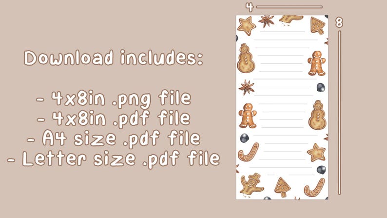 Gingerbread Printable Memo Pad (4x8 Inches) | Christmas, Notepad ...