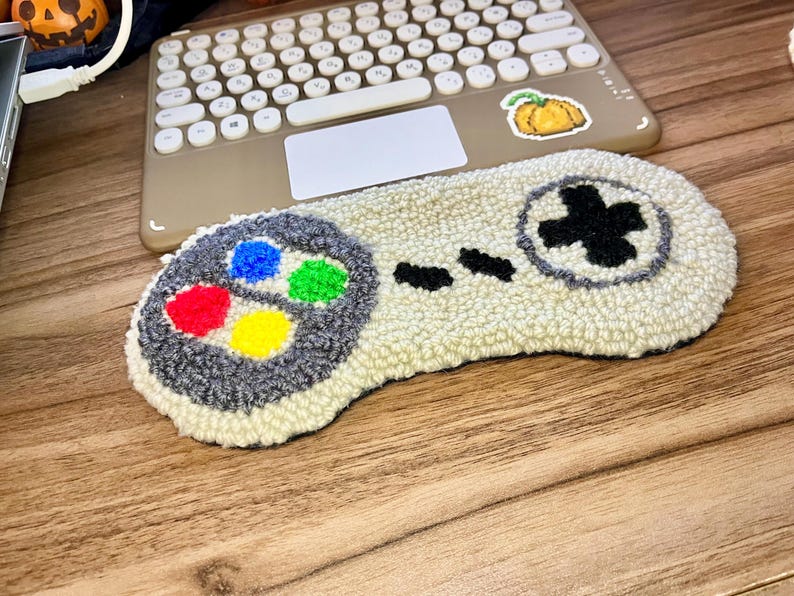 Retro Controller Keyboard Rug | Videogame Handmade Tufted Punch Needle ...