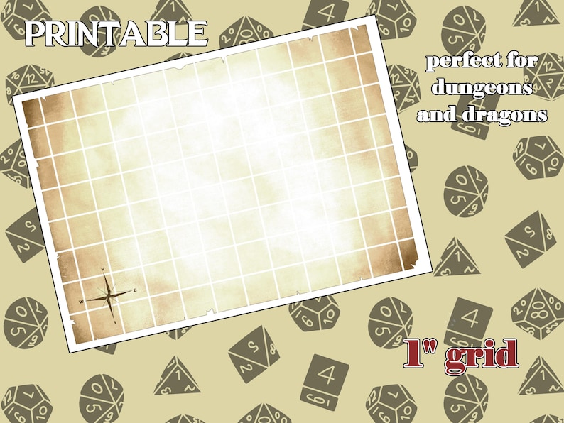 Printable TTRPG Aged Parchment-style Map Grid | Digital Download - Etsy