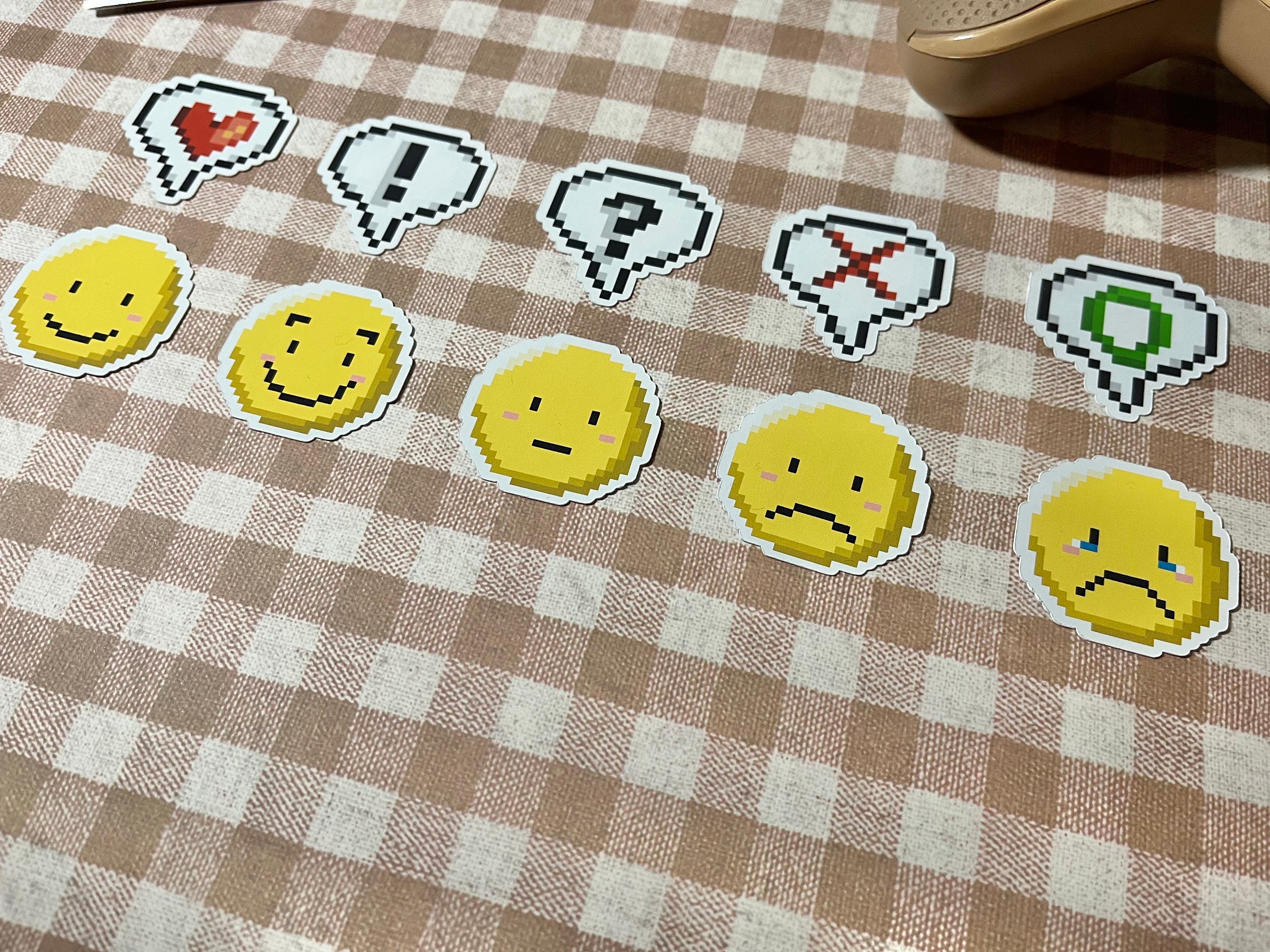 Pixel Emotes Sticker Set | English Study, Journal, Laptop, Ipad, Bottle ...