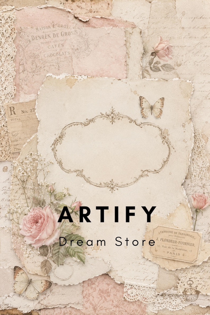 Vintage Shabby Chic Junk Journal Kit | Printable Ephemera Papers ...