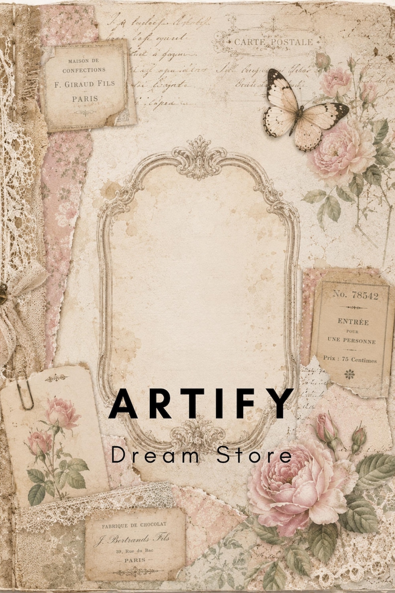 Vintage Shabby Chic Junk Journal Kit | Printable Ephemera Papers ...