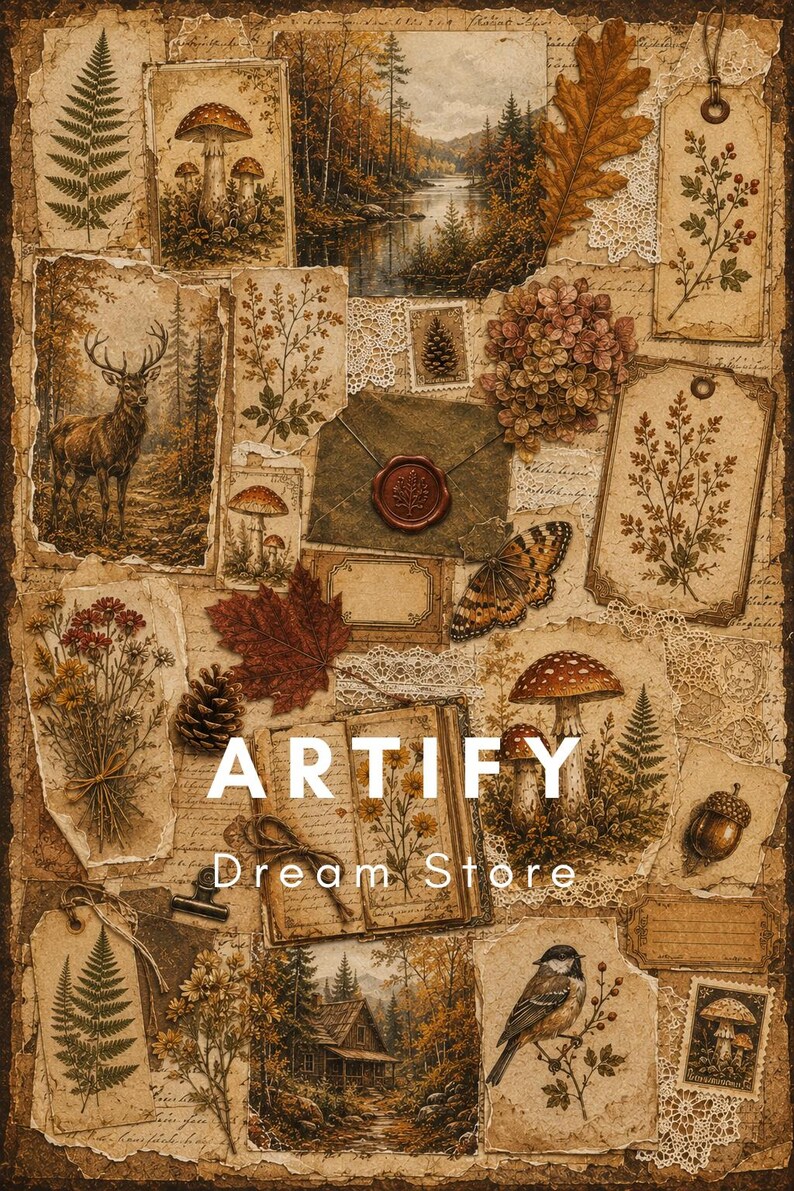 Vintage Autumn Forest Junk Journal Collage Sheet Printable - Etsy UK