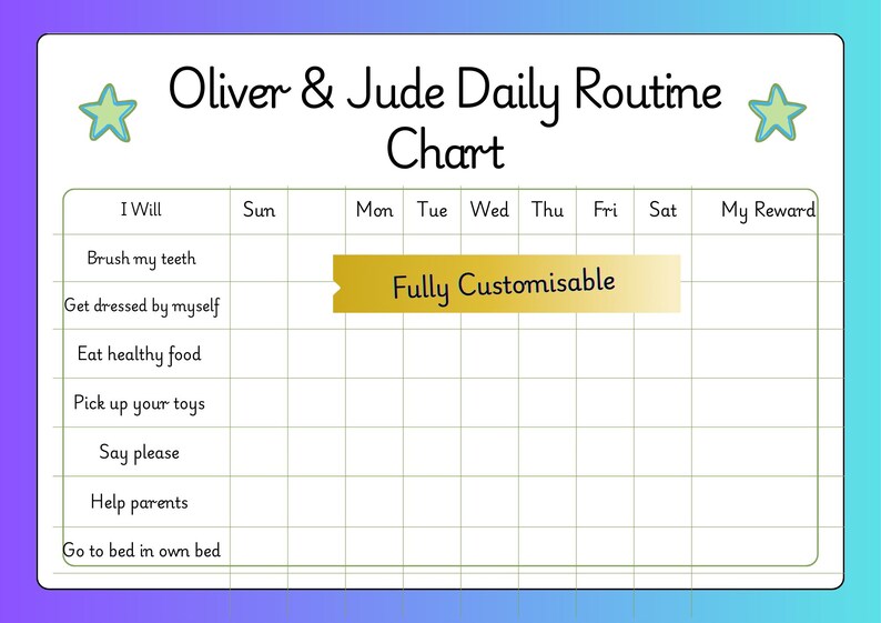 Editable Kids Routine Chart | Toddler Daily Schedule | Printable ...