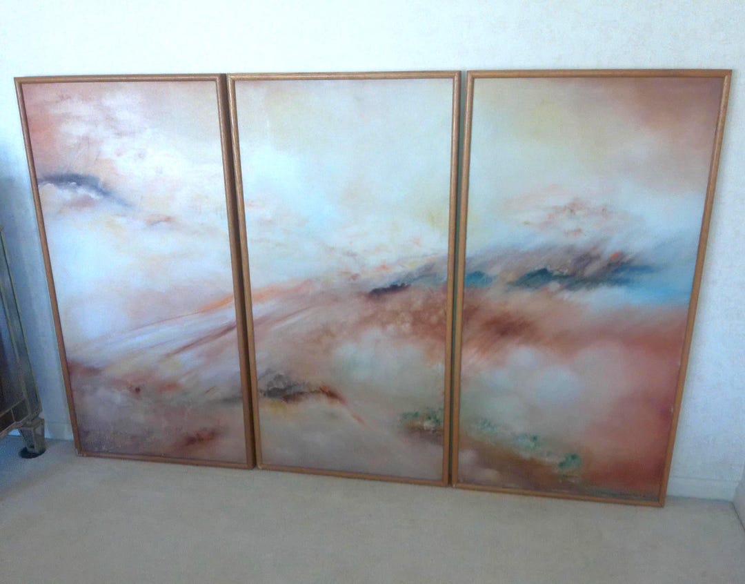 Modern Abstract Original Triptych Oil Paintings by the Artist Suzanne ...